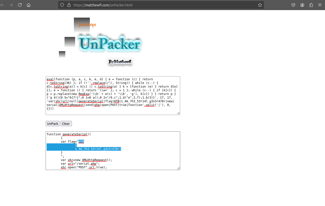 Hack The Box | JavaScript Deobfuscation